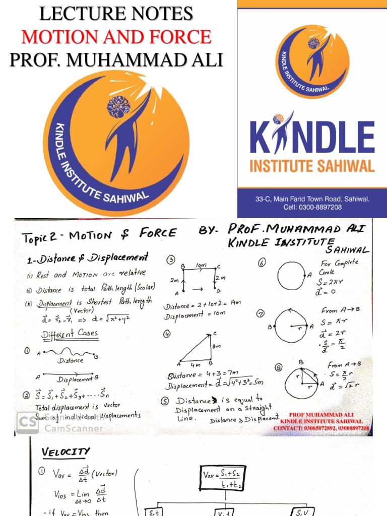 Motion and Force: Lecture Notes Prof. Muhammad Ali | PDF | Physics ...
