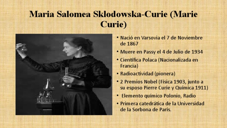 Maria Salomea Sklodowska-Curie (Marie Curie) | PDF