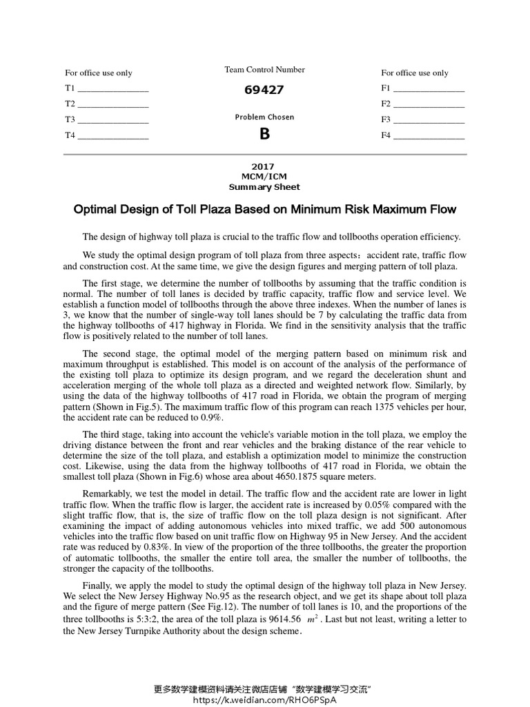 Optimal Design of Toll Plaza Based On Minimum Risk Maximum Flow | PDF ...