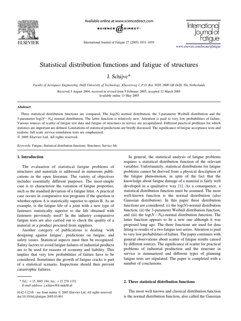 Statistical Distribution Functions and Fatigue of Structures | PDF ...