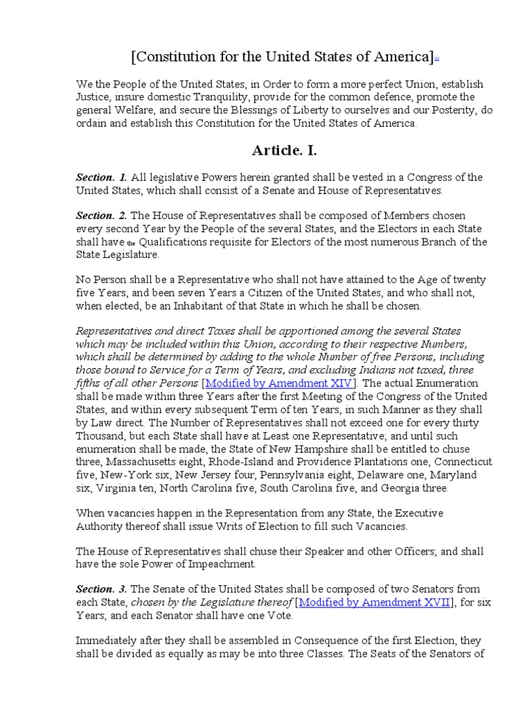 Constitution For The United States of America | PDF | U.S. State ...