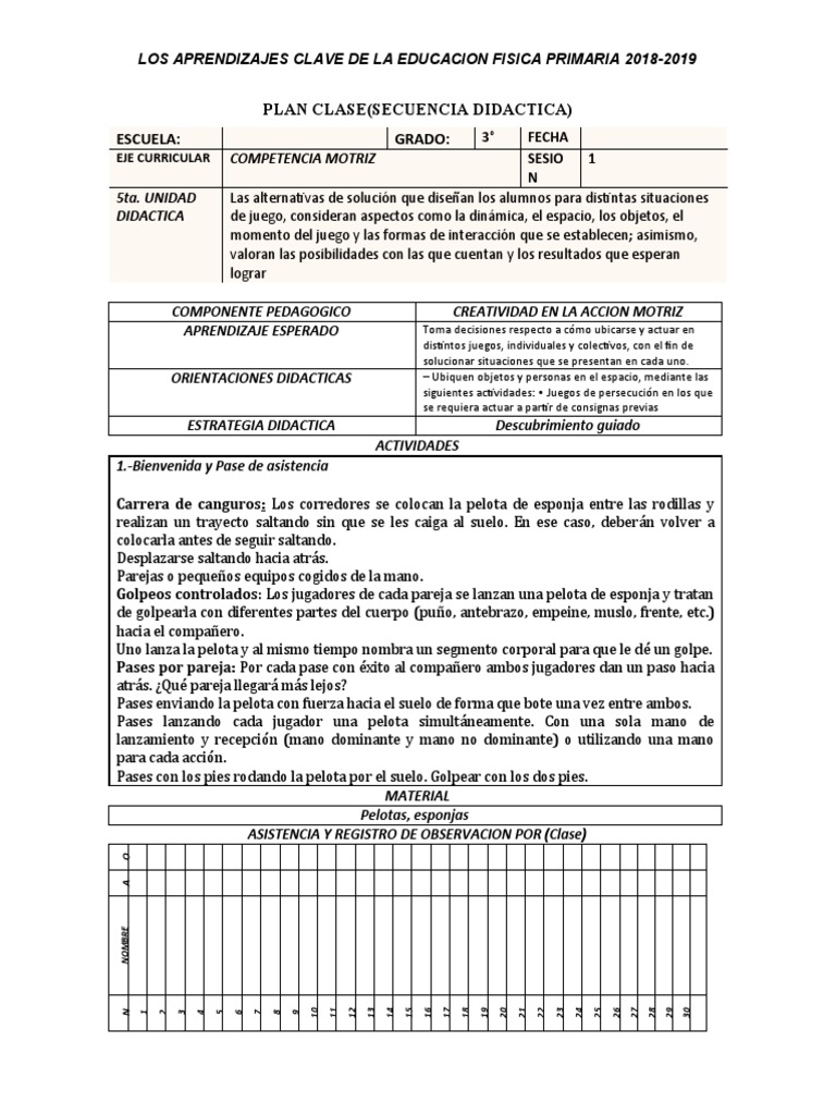 Planes Clase de Primaria Tercer Grado 5ta Unidad Didactica | PDF | Ritmo | Vóleibol