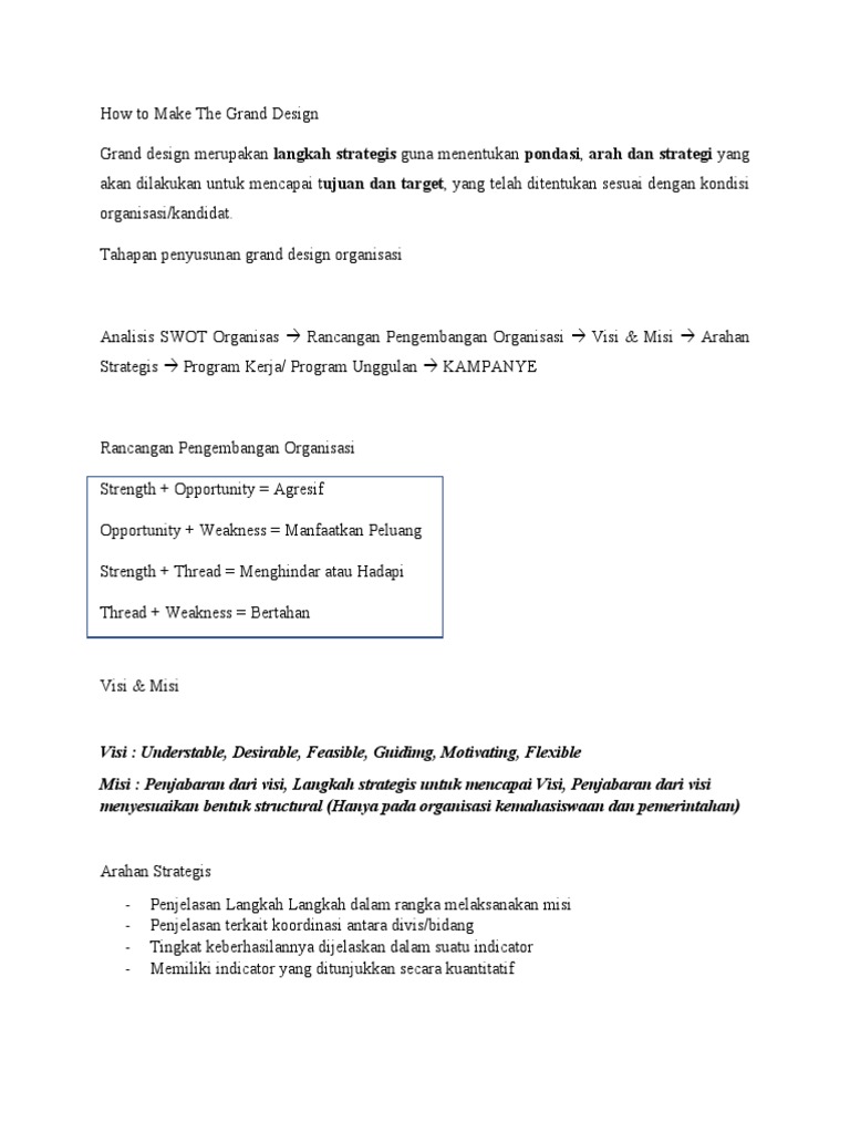 Penyusunan Grand Design Organisasi | PDF
