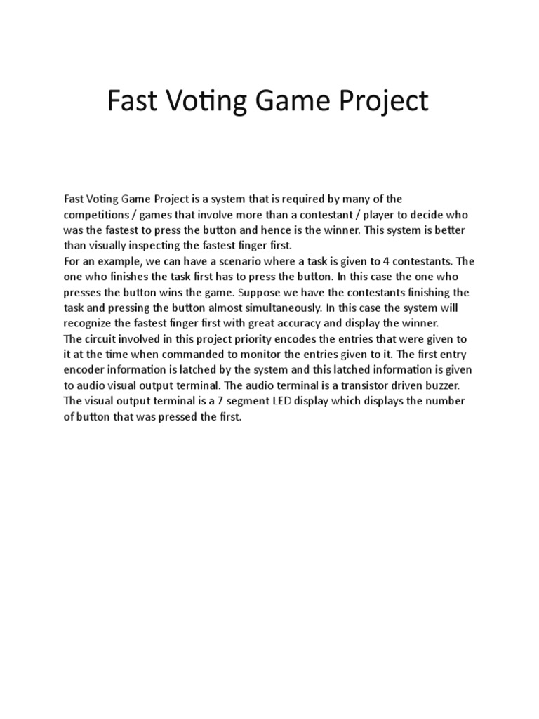 Fast Voting Game Project | PDF