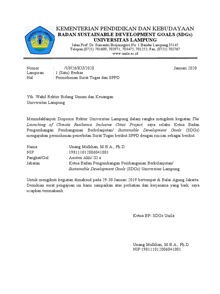 Surat Permohonan SPPD | PDF