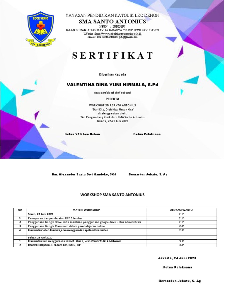 Sertifikat Workshop Pdf