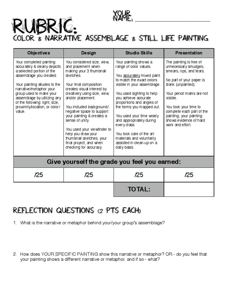 Rubric - Still Life Assemblage Painting | PDF | Paintings | Color