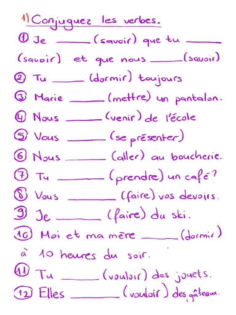 Exercice de Conjugaison A2 | PDF