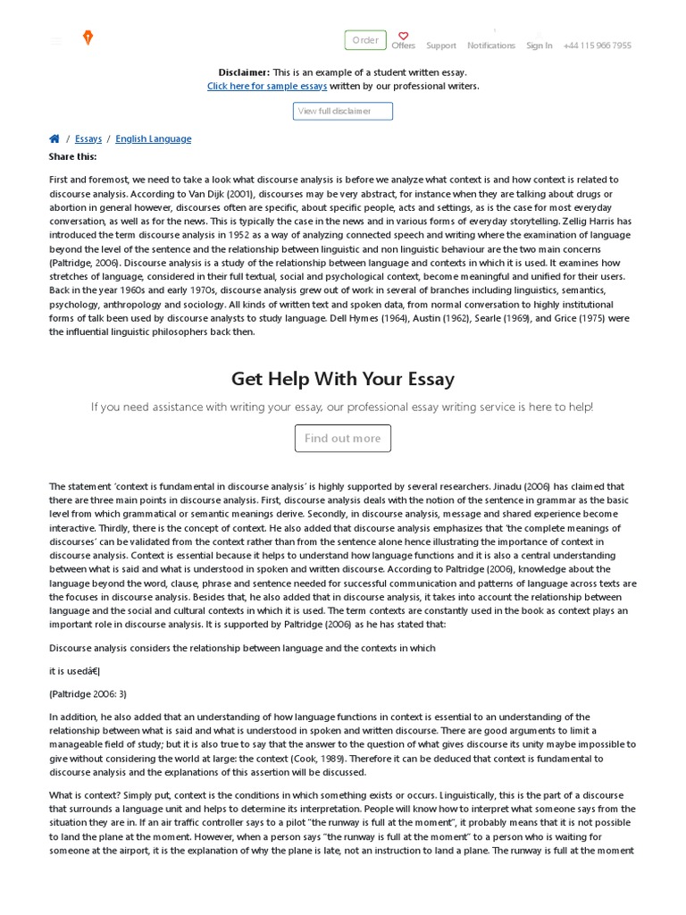 Context Is Fundamental To Discourse Analysis | PDF | Discourse | Context (Language Use)