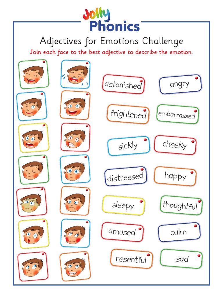 Adjectives For Emotions Challenge | PDF