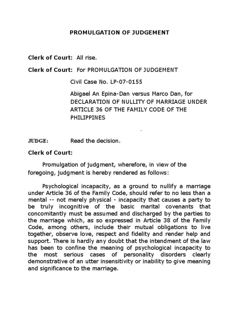 Promulgation of Judgement | PDF | Judgment (Law) | Legal Procedure