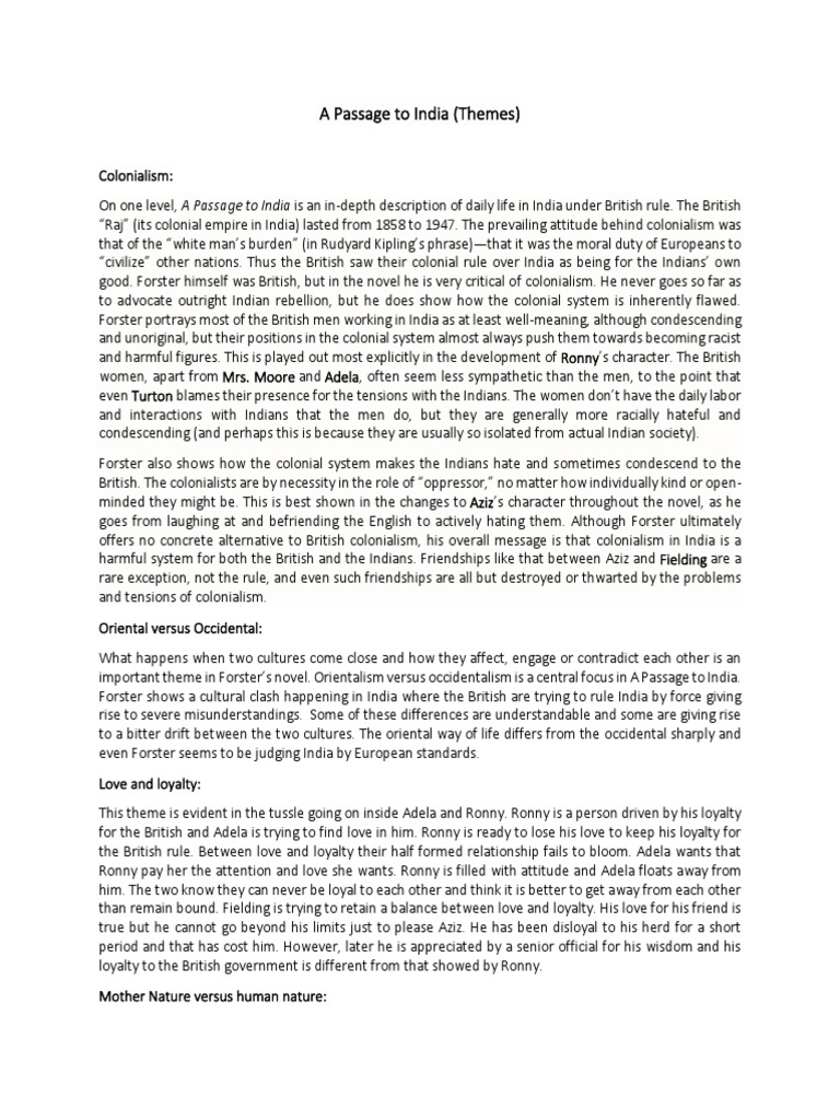 A Passage To India Themes | PDF