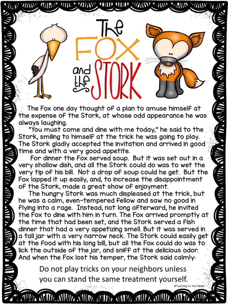 Aesops Fables The Foxandthe Stork | PDF | Foods