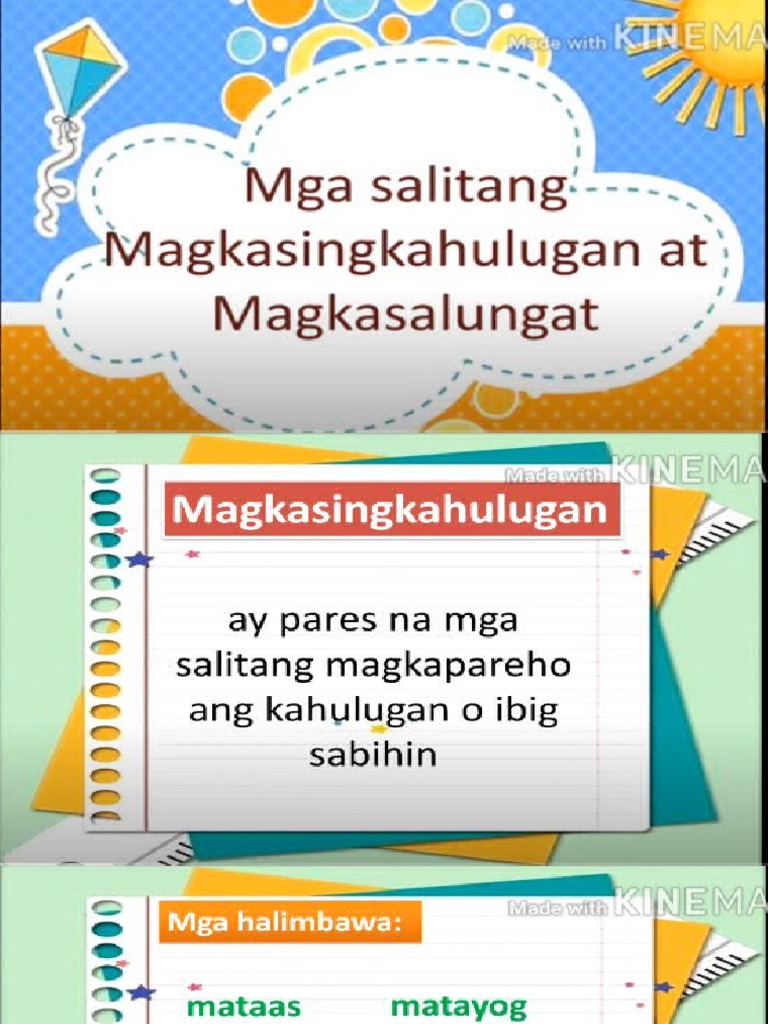 Mga Salitang Magkasingkahulugan at Magkasalungat | PDF