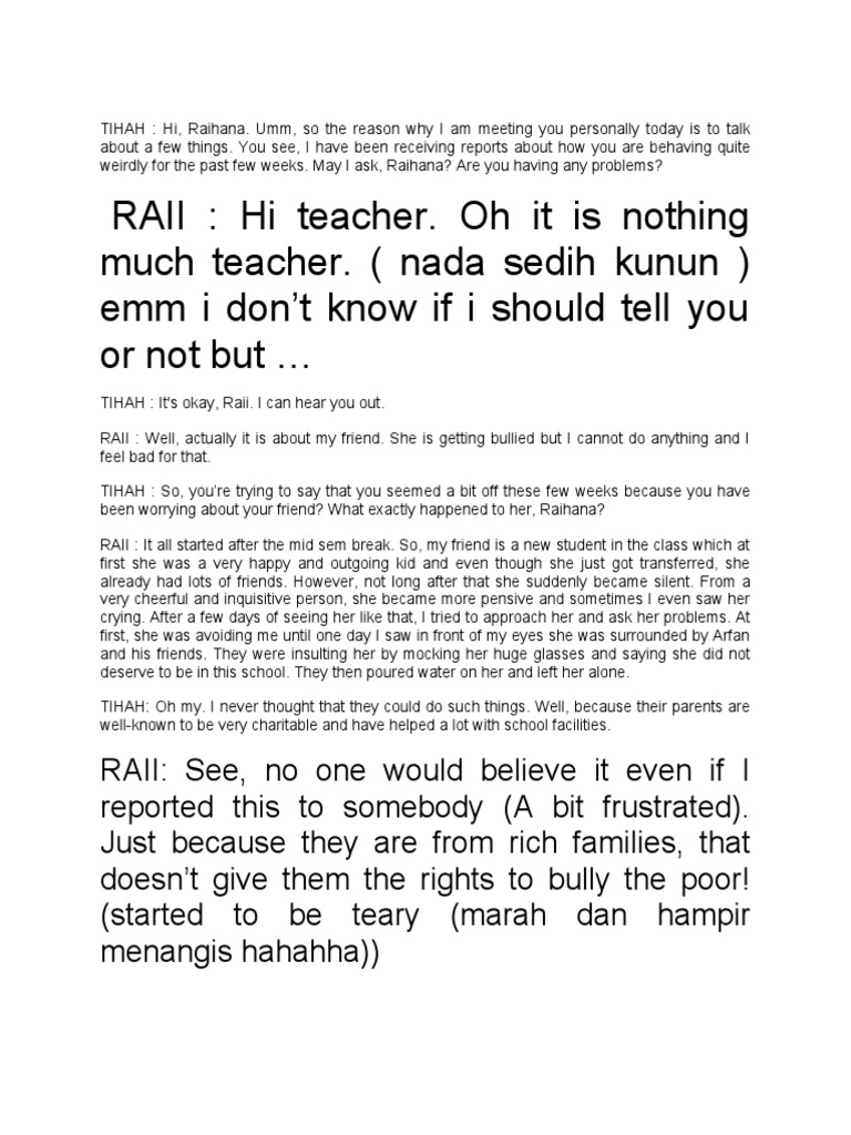 LDV Role Play Script | PDF | Bullying | Human Nature