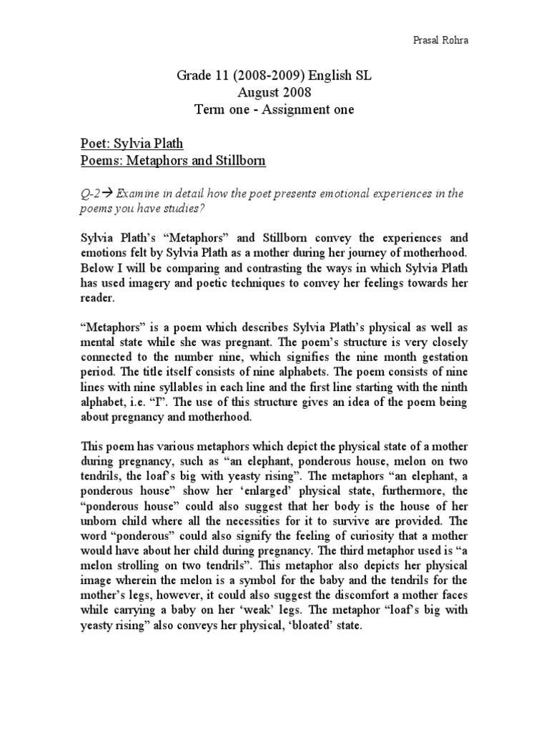 High School Poetry Analysis | PDF | Sylvia Plath | Metaphor
