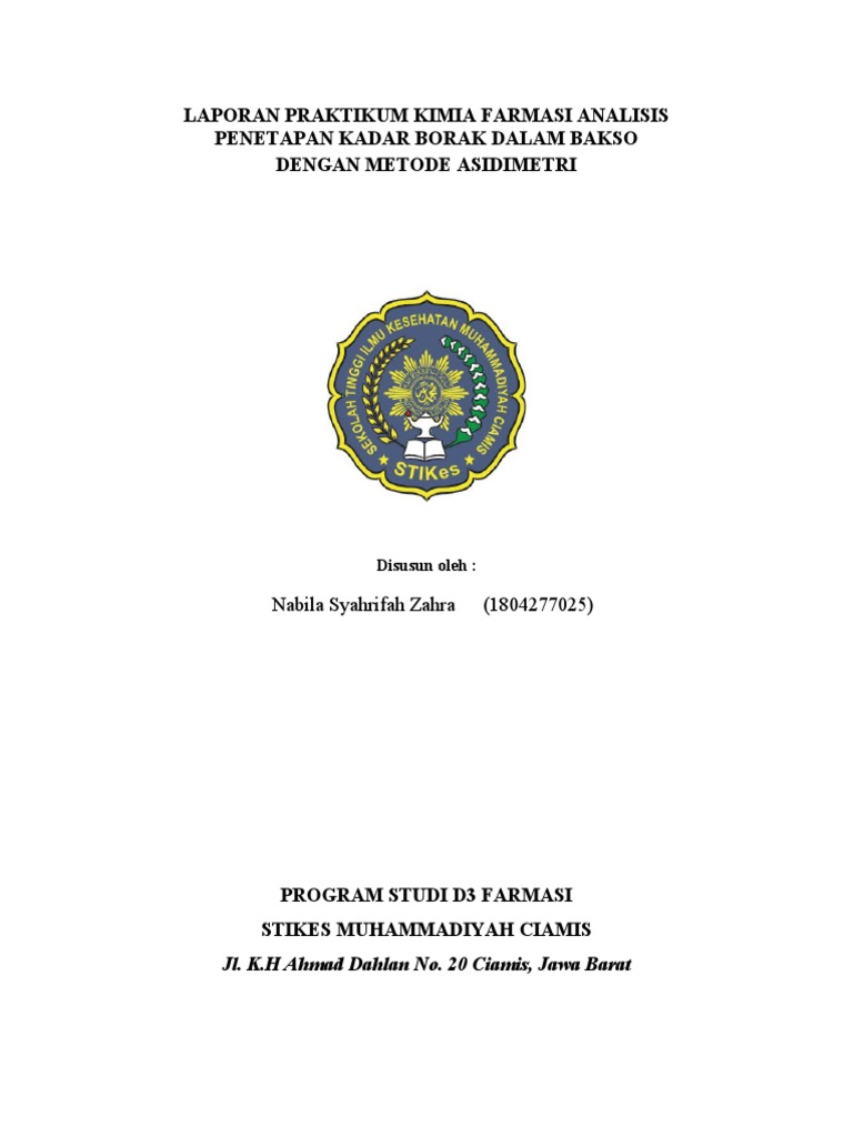 Laporan Praktikum Kimia Farmasi Analisis | PDF