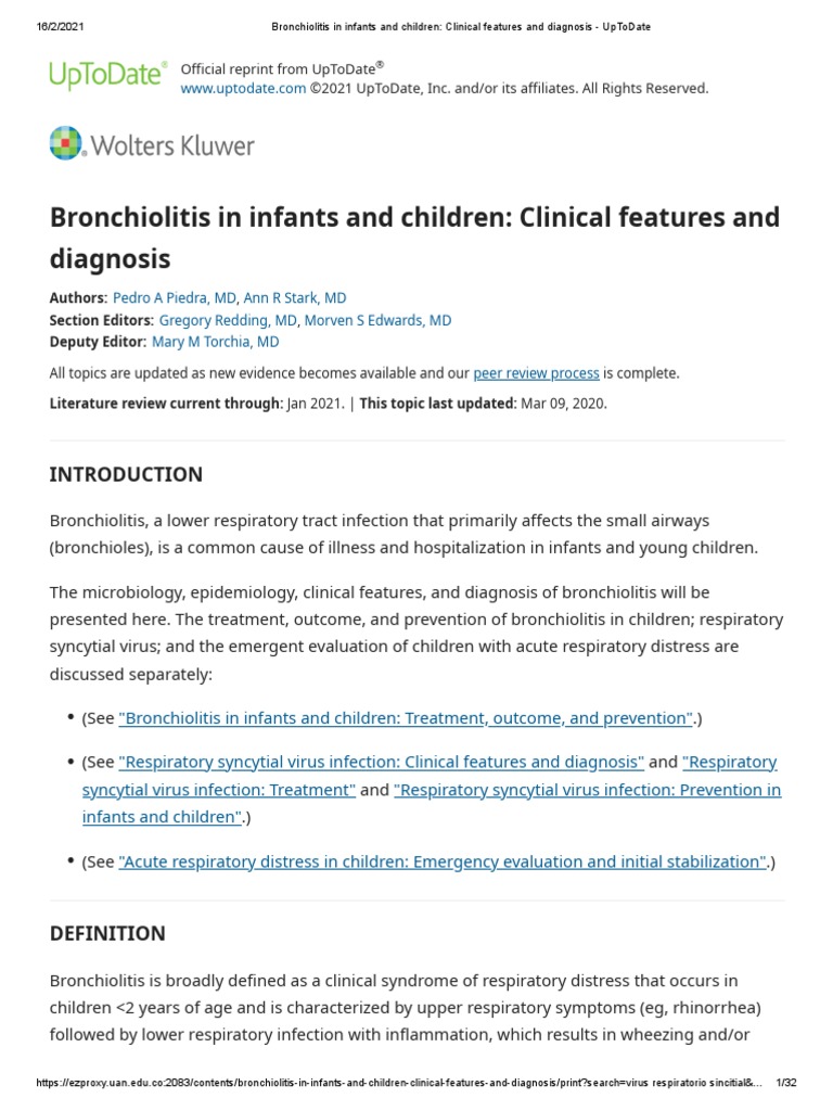 Bronchiolitis in Infants and Children - Clinical Features and Diagnosis ...
