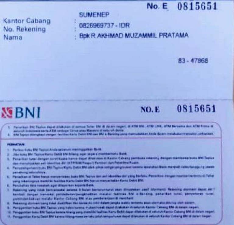 Contoh Buku Rekening | PDF