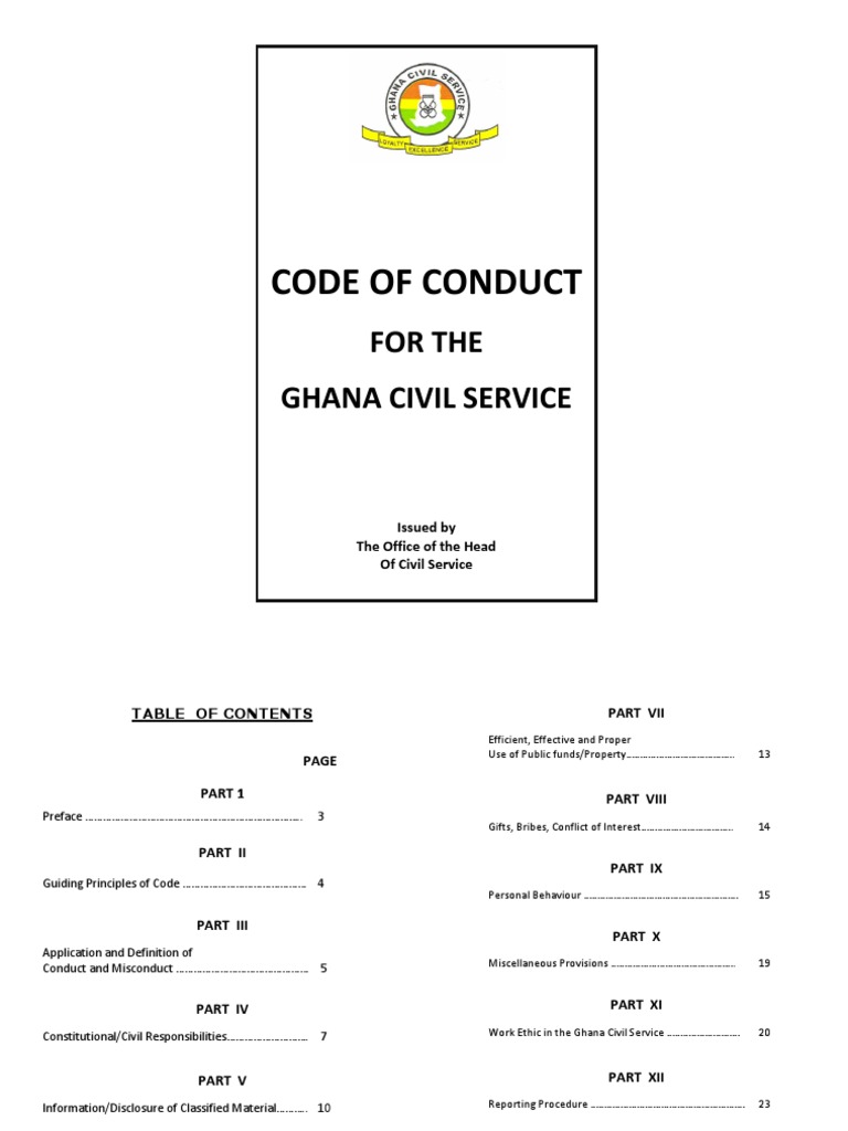 Civil Service Code of Conduct - 0 | PDF | Bankruptcy | Governance