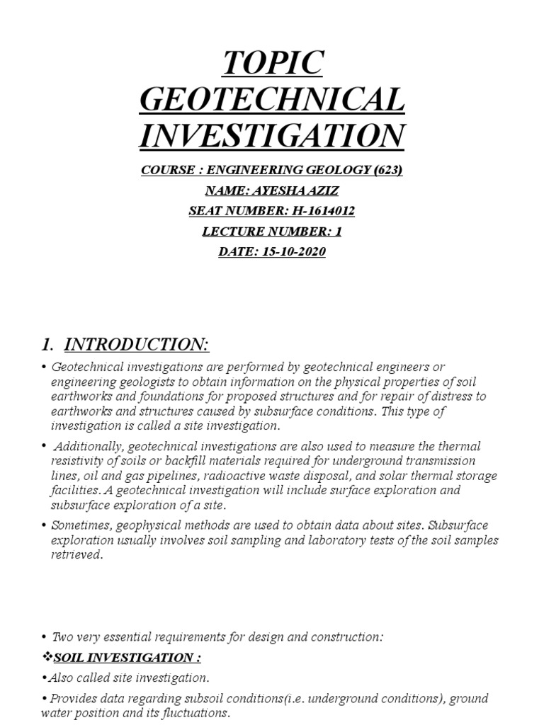 Geotechnical Investigation | PDF | Geotechnical Engineering | Civil ...