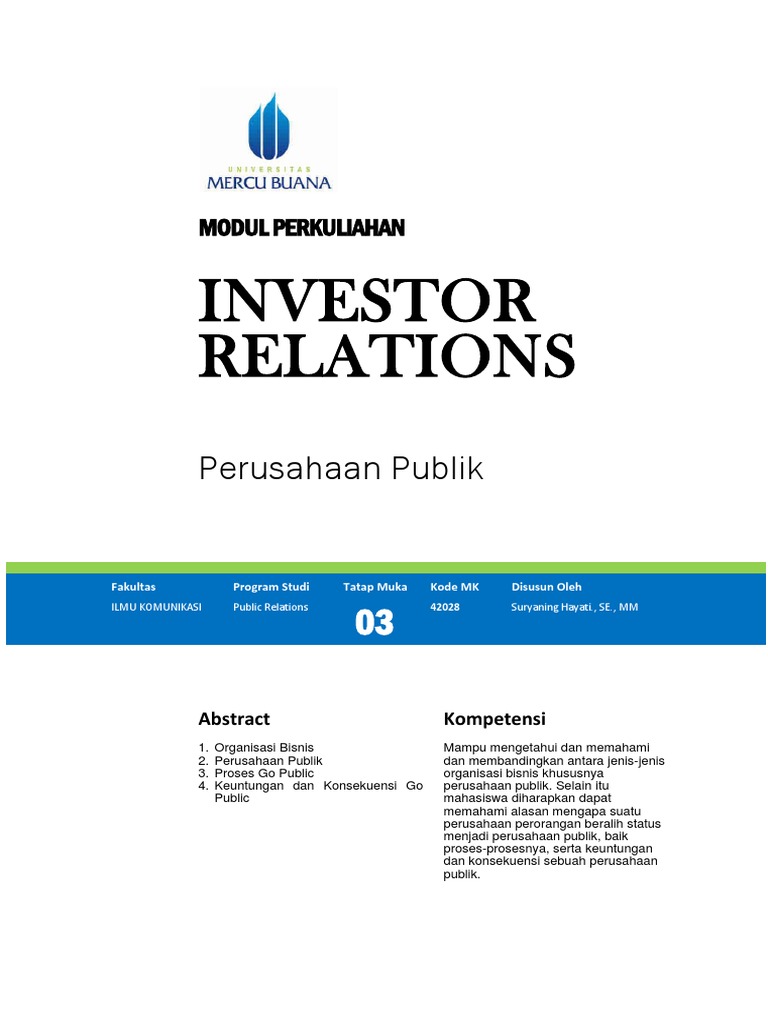 Modul 03 Investor Relations | PDF