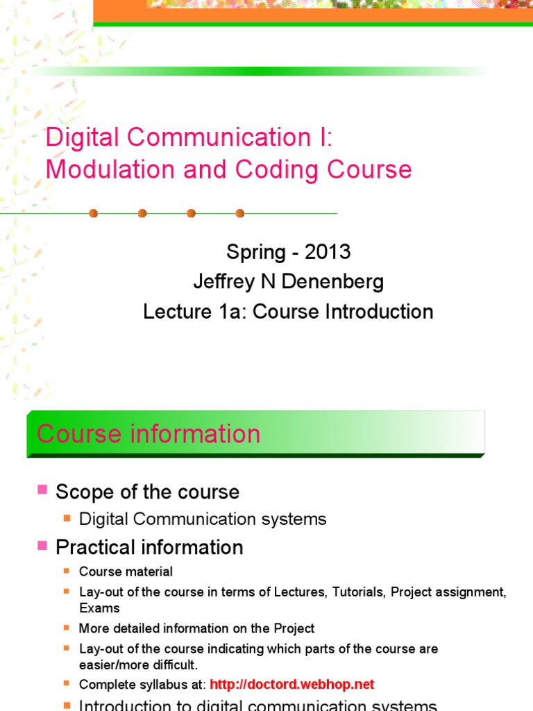 An Introduction to Digital Communication Systems | PDF | Spectral ...
