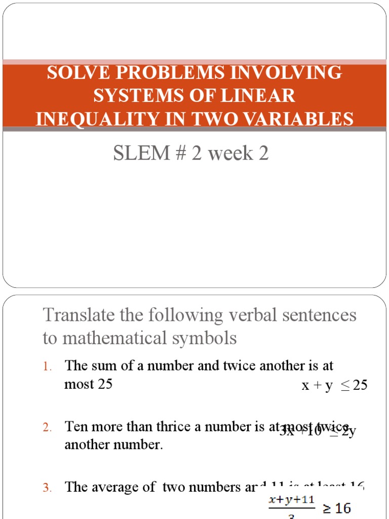 Lesson 2 2ndquarter Solving Problem Inequlity | PDF | Applied Mathematics | Theoretical Computer ...