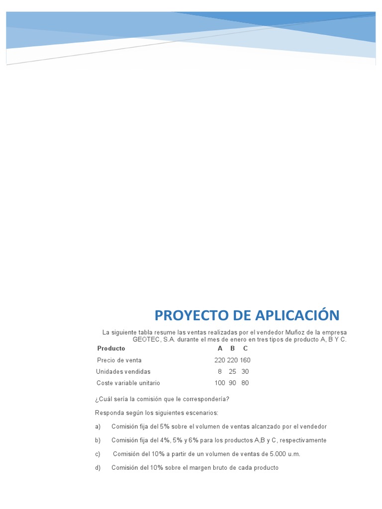 Proyecto de Aplicación | PDF | Salario | Margen bruto