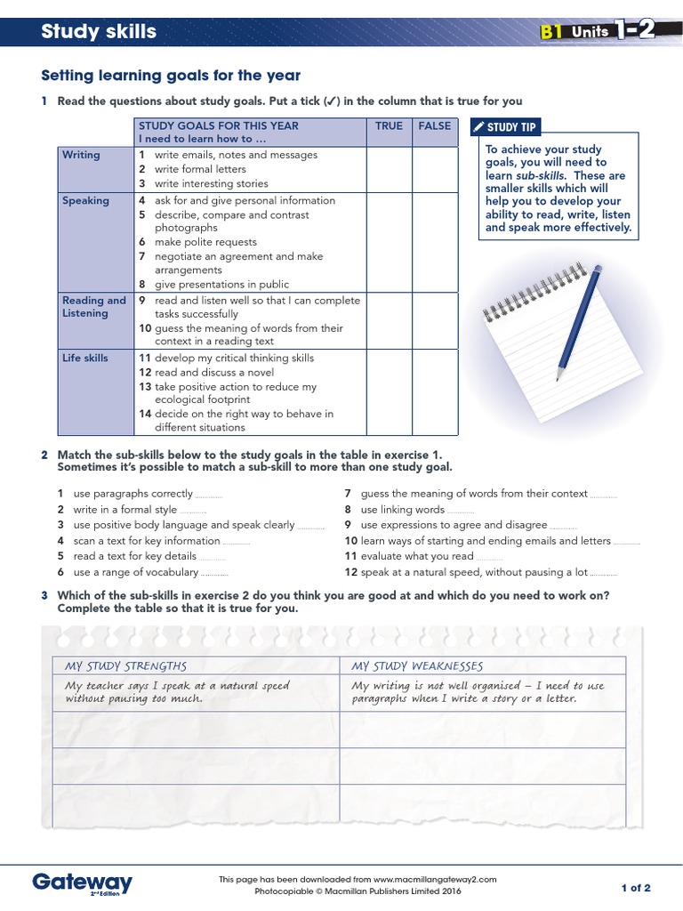 B1 UNITS 1 and 2 Study Skills | PDF | Study Skills | Human Communication