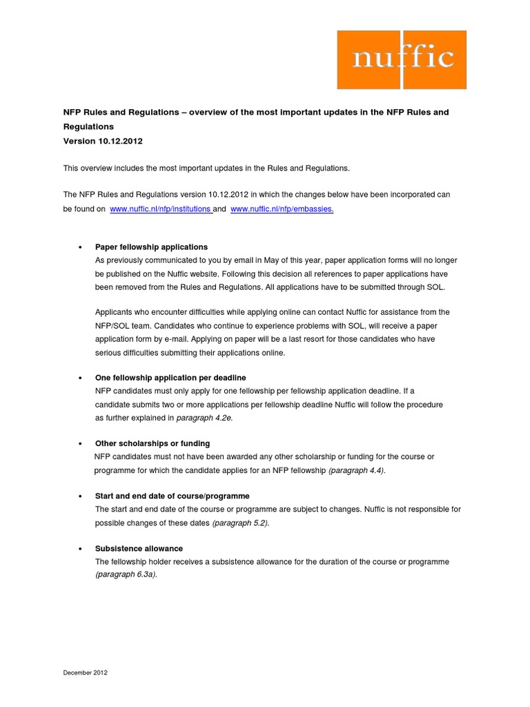 NFP Rules and Regulations Overview Updates | PDF | Government | Business