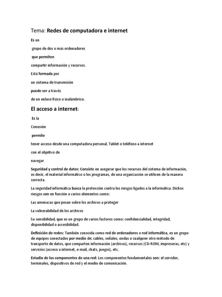Mapa Conceptual Informatica Pdf Topología De La Red Red De