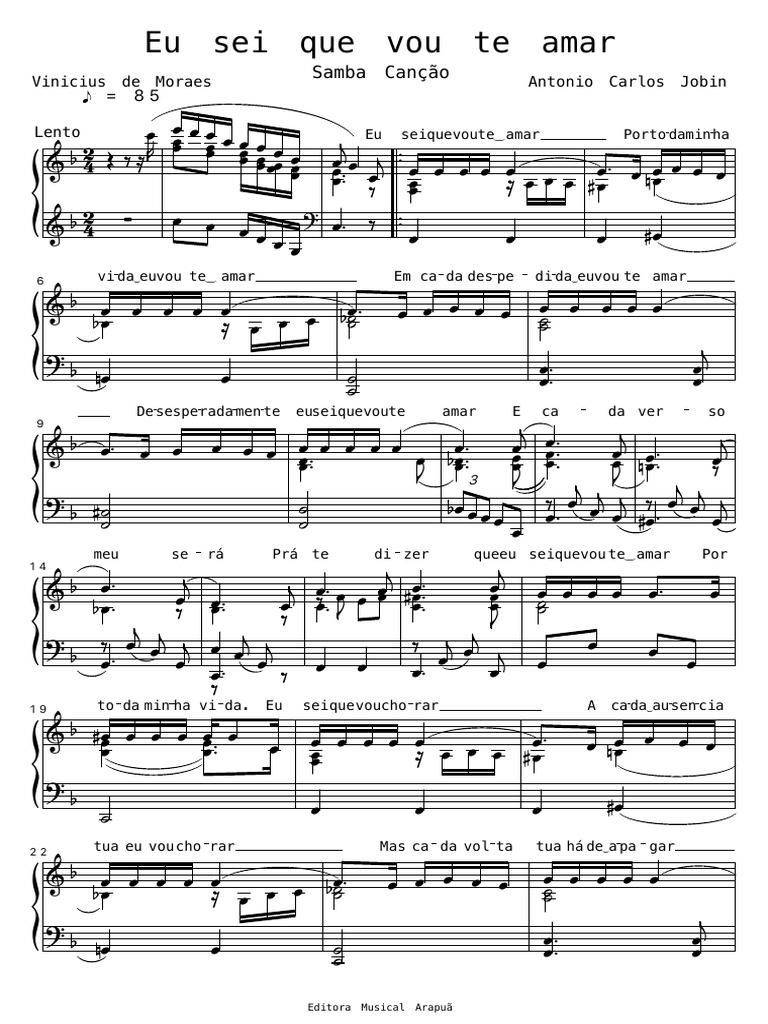 Eu Sei Que Vou Te Amar - Jobim | PDF