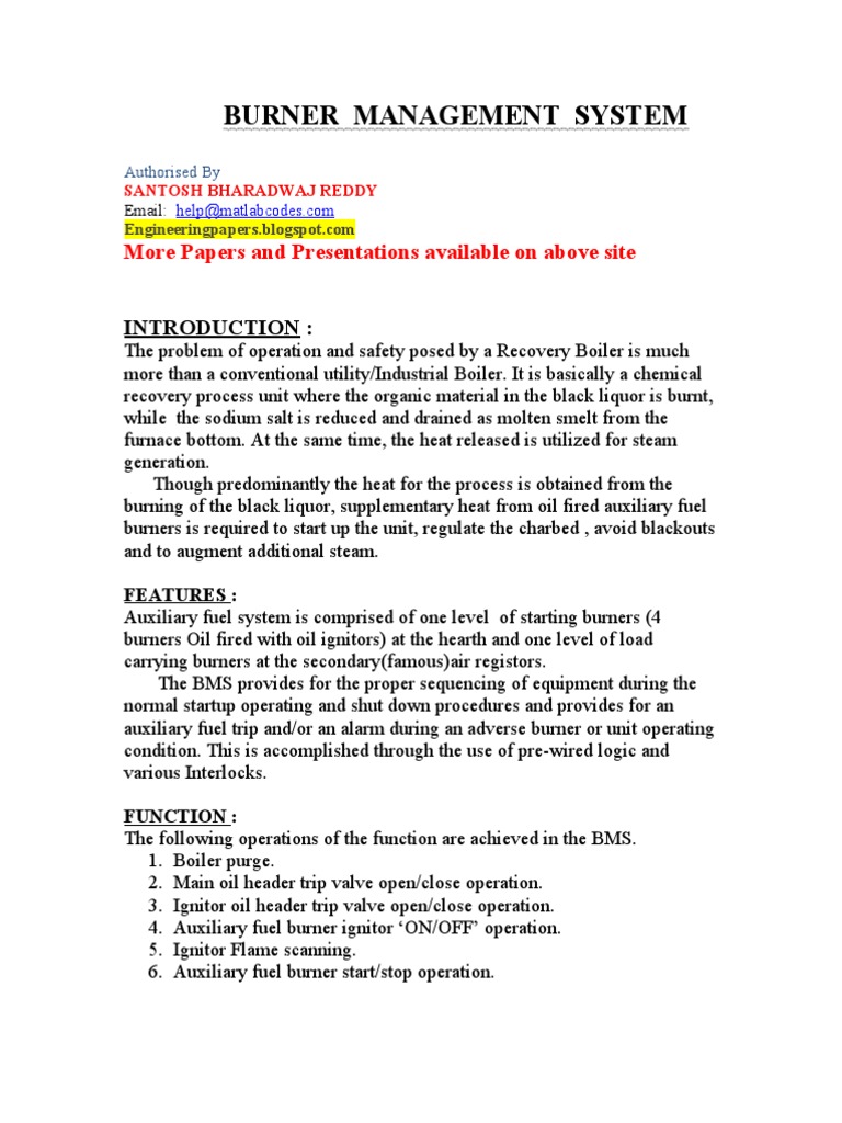 Burner Management System | PDF | Boiler | Programmable Logic Controller