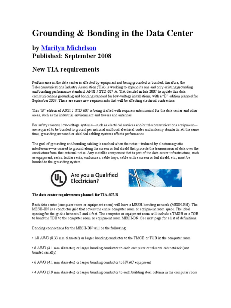 Grounding and Bonding in Data Center | PDF | Data Center | Force