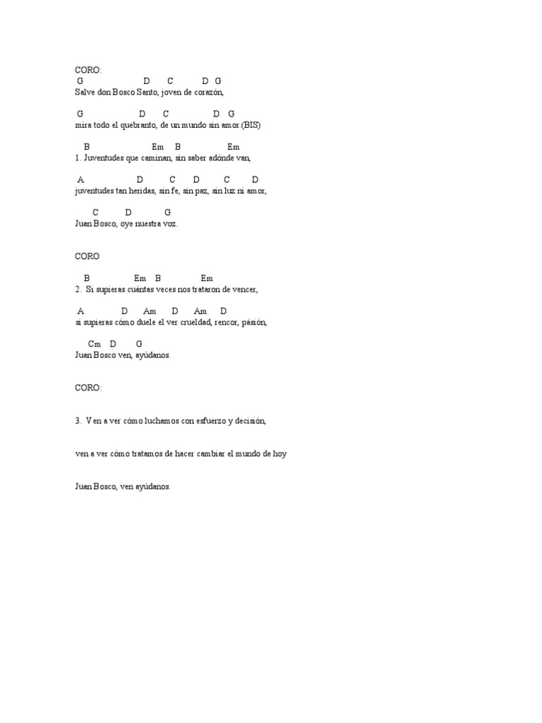 Salve Don Bosco Santo Acordes | PDF