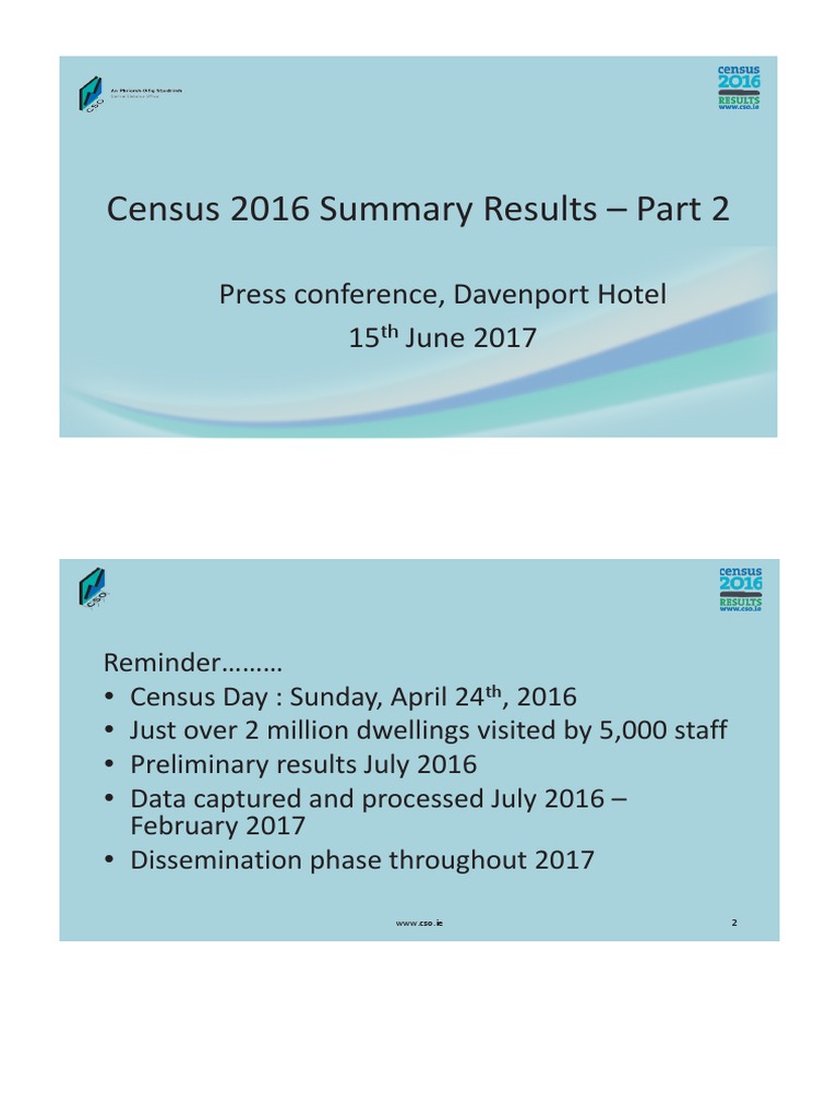 Census 2016 Summary Results – Part 2: Press Conference Highlights Key ...