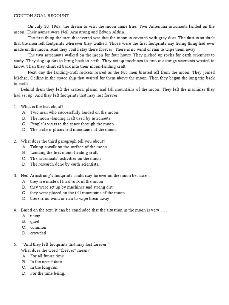 Latihan Soal Recount Text | Download Free PDF | Moon | Neil Armstrong