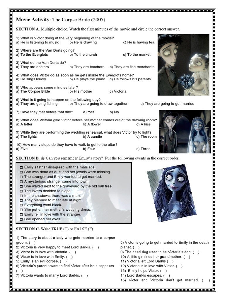Movie Activity: The Corpse Bride (2005) | PDF | Wedding | Marriage