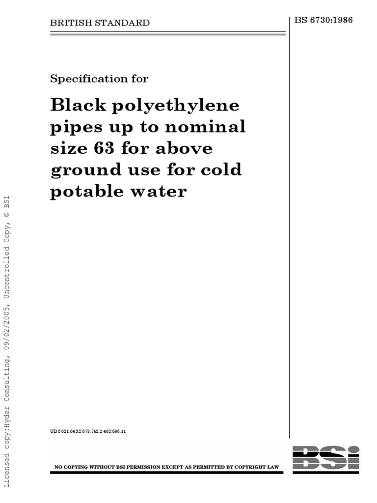 Bsi 6730 | PDF | Pipe (Fluid Conveyance) | Plastic