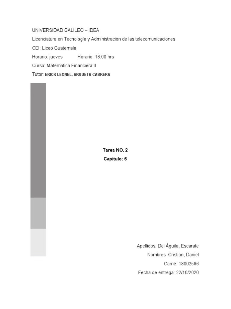 Tarea No. 2 Ejercicios Cap 6 | PDF