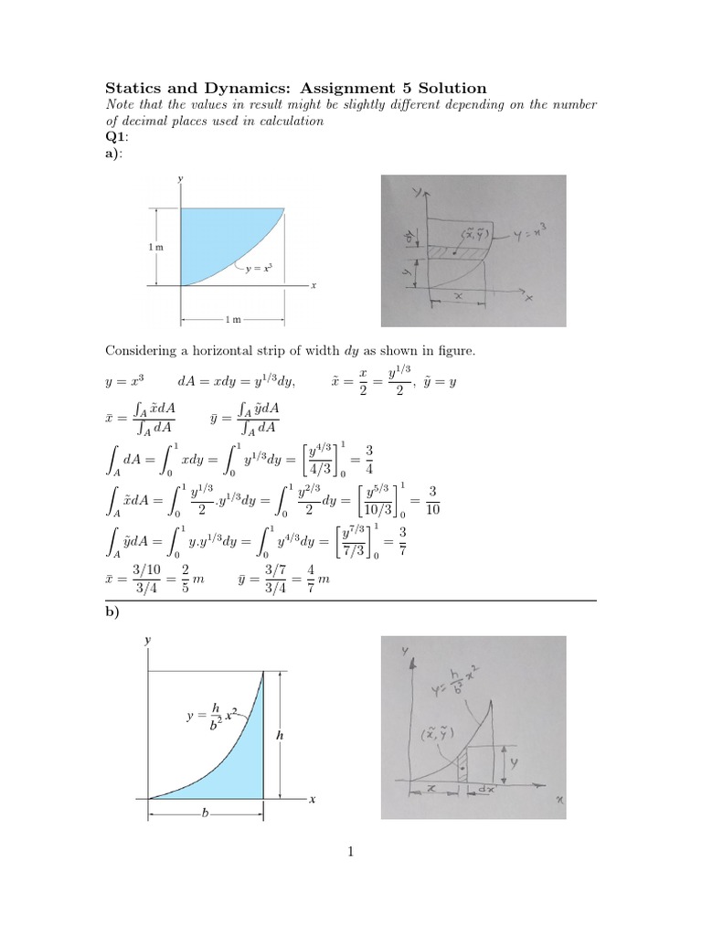 Statics and Dynamics: Assignment 5 Solution | PDF | Area | Elementary Mathematics