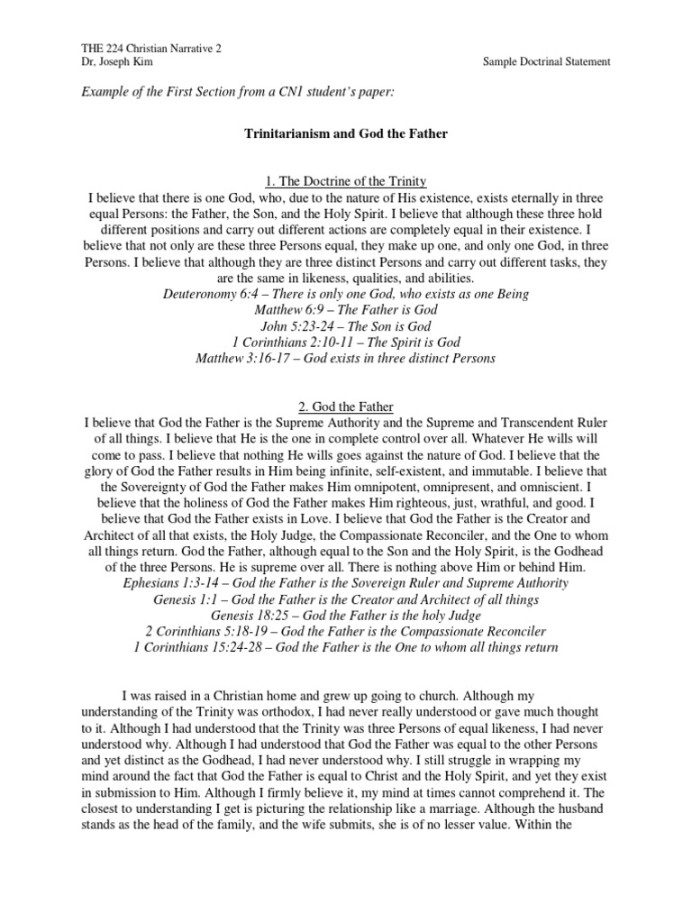 LBC Doctrinal Statement Example | PDF | God The Father | Trinity