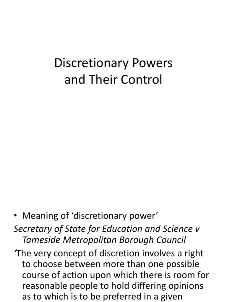 Discretionary Powers and Their Control | PDF | Discretion | Government ...