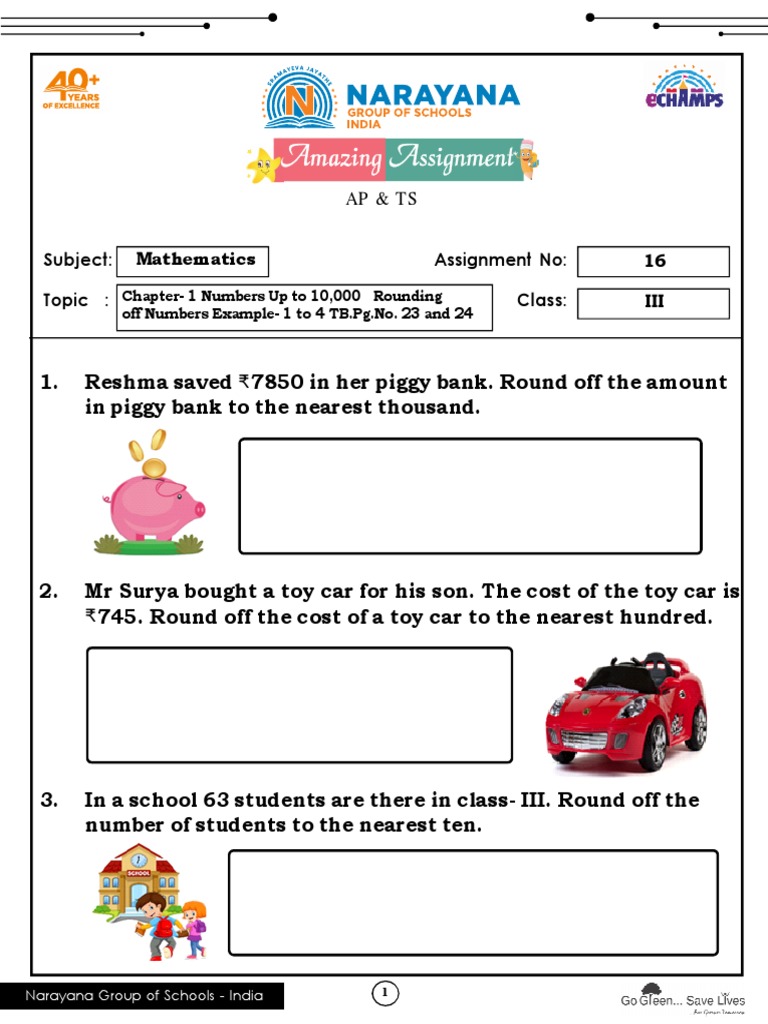 Class Iii Maths Amazing Assignment 16 | PDF