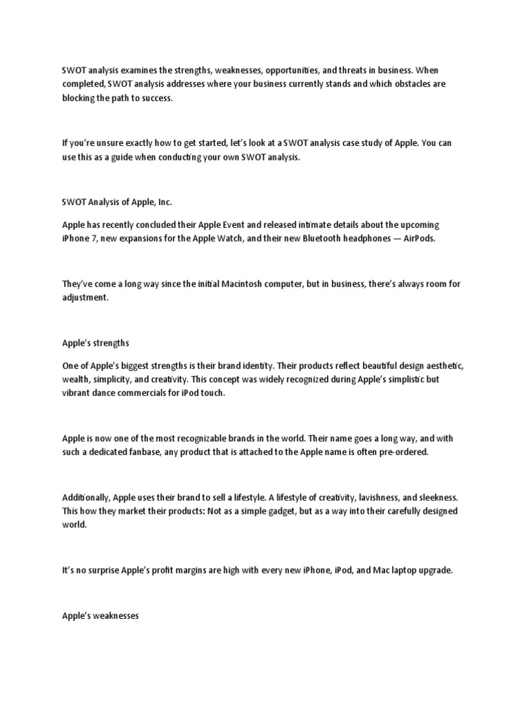 SWOT Analysis of Apple: Strengths, Weaknesses, Opportunities and ...