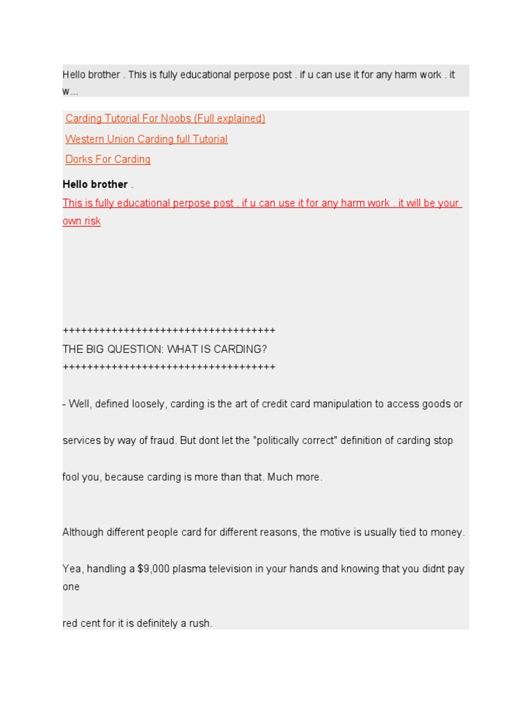 Carding Basics: A Beginner's Guide | PDF | Proxy Server | Payments