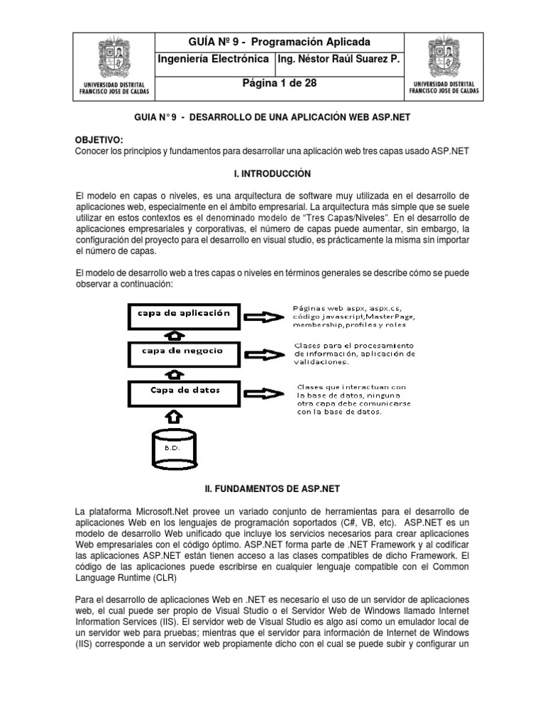 Guia9 Desarrollo Web Asp Net Cs Pdf Net Framework Páginas