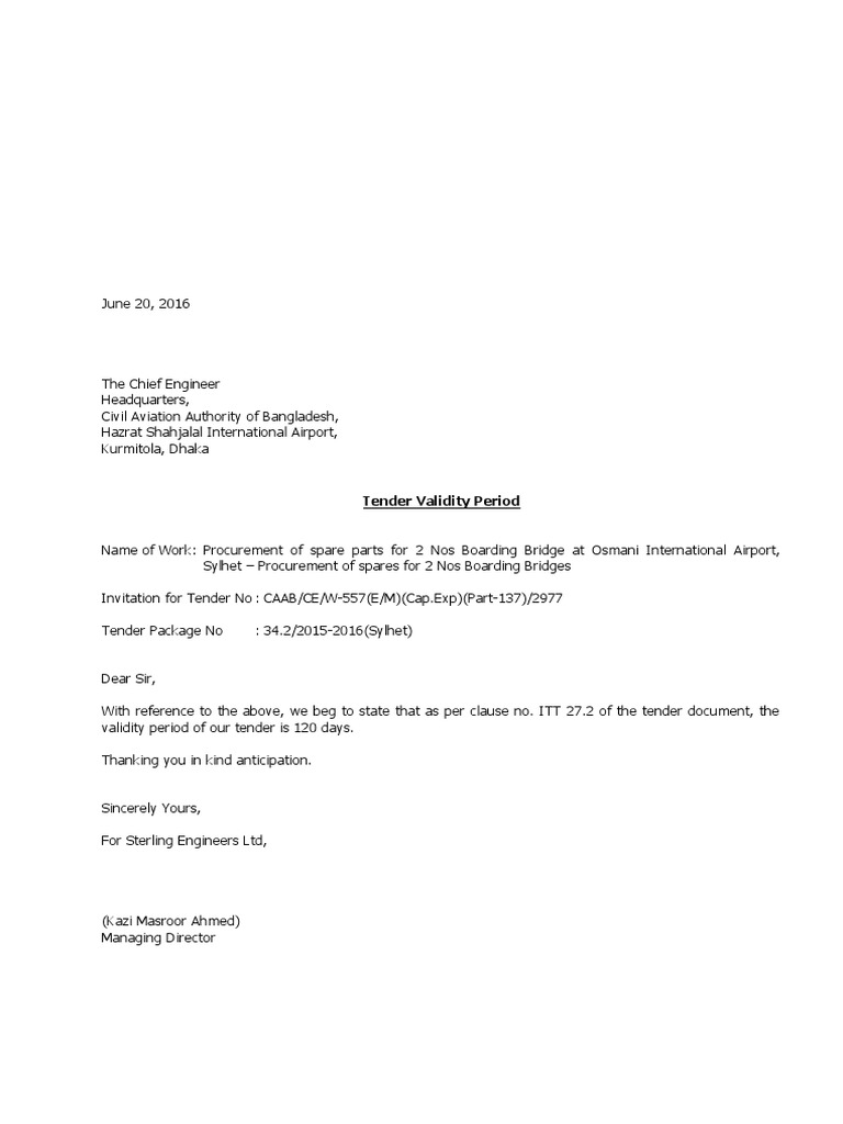 Aviation Spare Parts Tender Notice | PDF