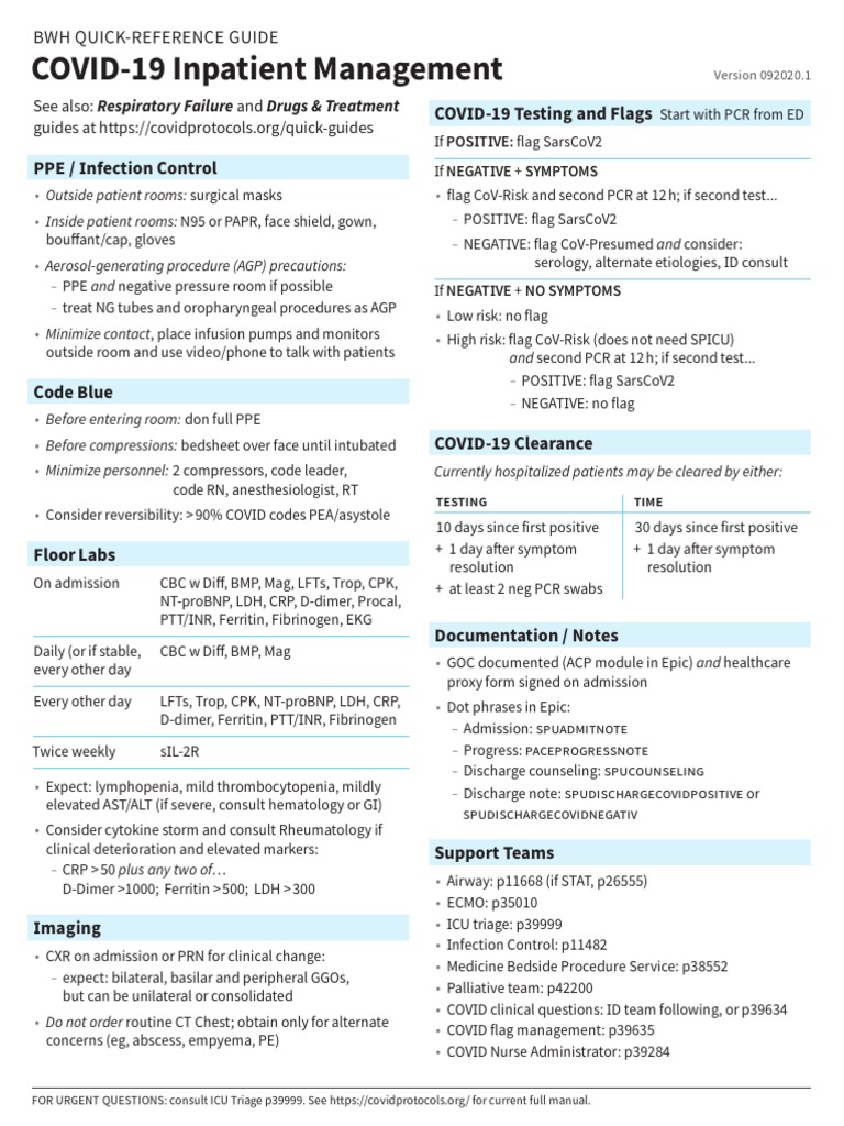 Covid-19 Inpatient Guide 092020.1 | PDF | Patient | Diseases And Disorders